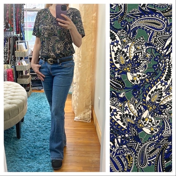 LuLaRoe | Tops | Super Cute Lularoe V Neck Paisley Print Tee | Poshmark